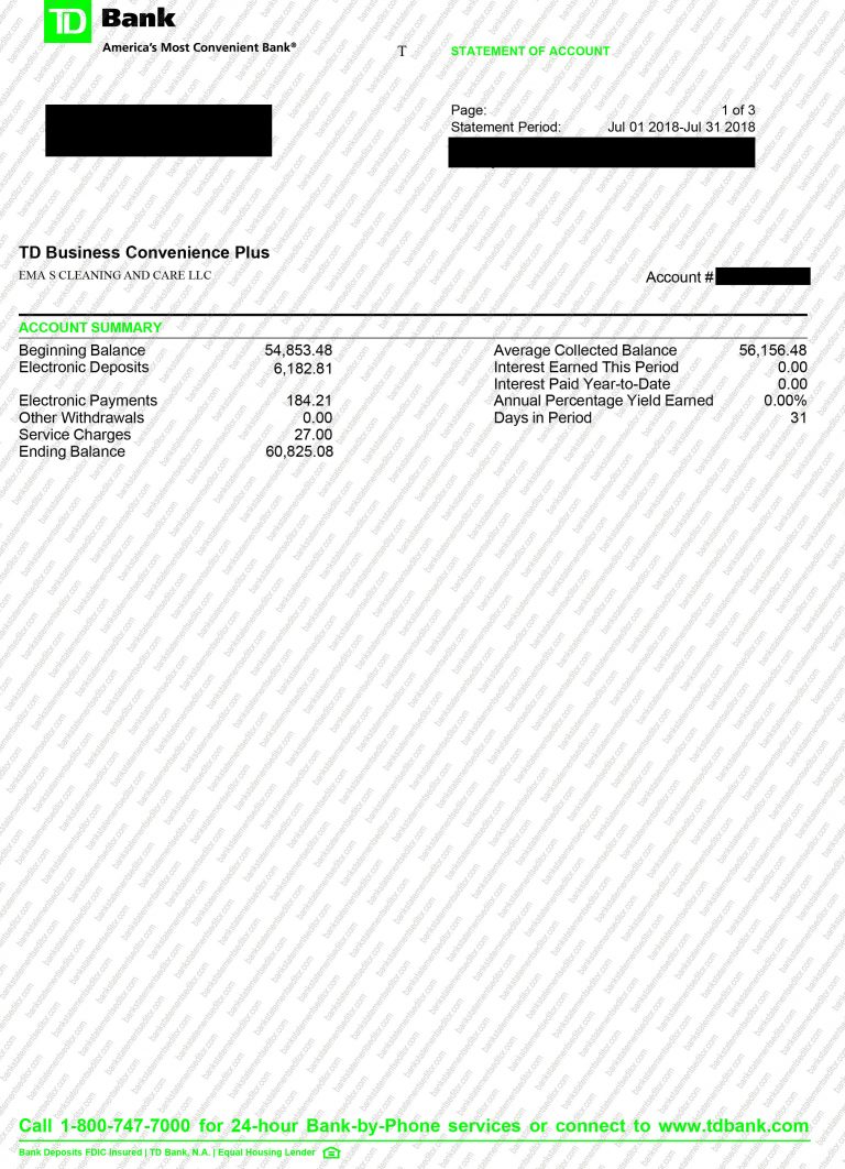 TD BANK - Bank Statements Editor