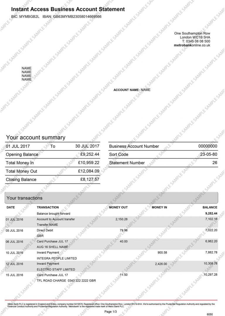 Sample Documents of UK | AIB UK | Bank of Scotland